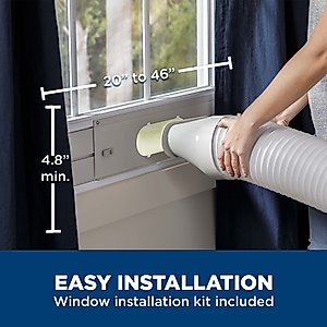 GE Portable 3-in-1 Air Conditioner with Dehumidifier and Fan, 9,000 BTU, Cooling for 250 sq ft rooms, Includes Remote, Vent Hose and Easy Window Install Kit, WiFi & SMART Connected, White