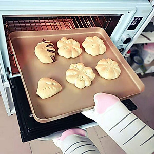 Rosavida Oven Mitts Gloves 1 Pair Heat Resistant 480 ℉ Cat's Claw Creative Kitchen Potholders Baking Gloves Comfortable Thickened Cotton Lining Anti-Scald Gloves