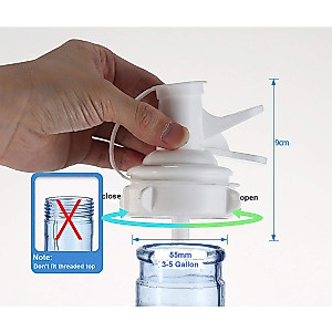 Water Dispenser Valve for 55mm Crown Top Drinking Bottle, Reusable Water Jug Cap Plastic Spigot Faucet, Includes Lid Dirt Protector- 2 Pcs (Not for Threaded Crown Tops)