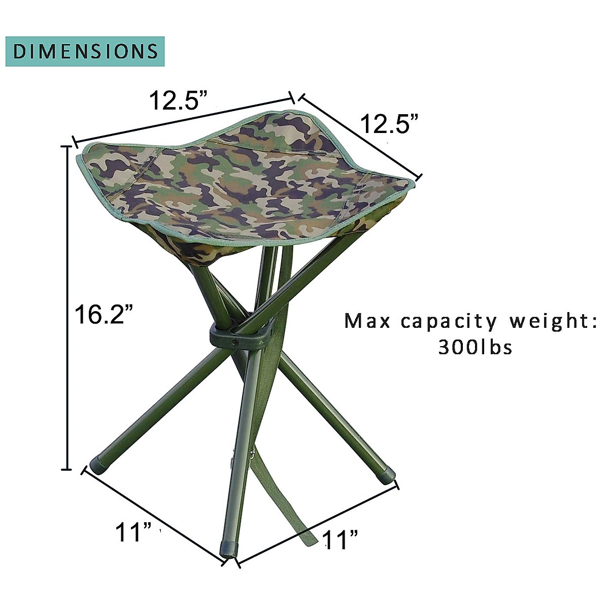 JSHANMEI Camping Stool Portable Folding Stool for Outdoor Hiking Fishing Travel Deluxe 4 Leg, Support 300 lbs