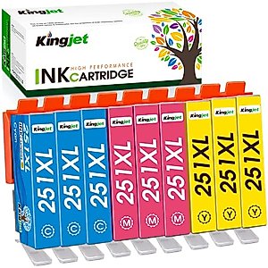 Kingjet Compatible Ink Cartridge Replacement for Canon CLI-251XL CLI 251 XL (3C/3M/3Y) Work with PIXMA MX922 IP7220 MG5520 MG5420 IX6820 IP8720 MG7120 MG6320 Printer