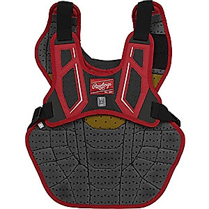 Rawlings | VELO 2.0 Catcher's Chest Protector | Baseball | Intermediate - 15 1/2" | Black/Scarlet