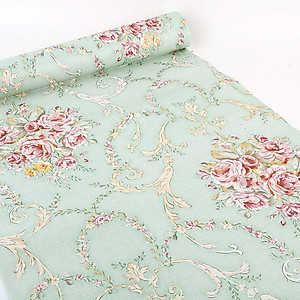 Taogift 17.7x117 Inches Self Adhesive European Style Decorative Vintage Floral Shelf Liner Wallpaper for Dresser Drawer Cabinets Vanity Furniture Walls Decal Removable