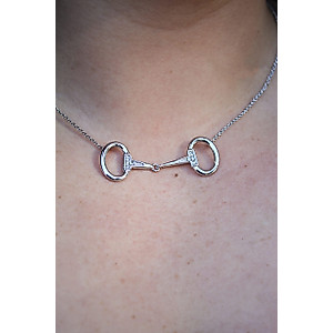 Tack Shack of Ocala Jumping Horse Necklace, Sterling Silver Horse Themed Necklace, Equestrian Necklace, Necklace in Box and Gift bag (Snaffle Bit)