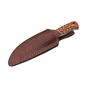 Szco Supplies 8" Orange Twisted Wood Exotic Hunting Knife with Sheath
