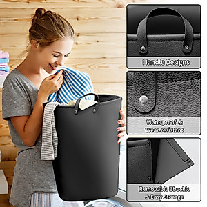 Lacut Dual-use Waterproof Storage Basket, 11.8"x11.8"x17.8" Large Open Storage Organizer Basket with Handles for Home Clothes Car Trunk Camping Picnic Storage (Black)