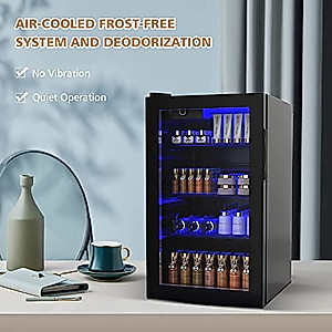 ARLIME Mini Fridge, Drink Cooler, 120 Can, Beverage Refrigerator with Glass Door, Removable Shelves for Soda Beer Wine, Small Drink Refrigerator for Bedroom, Office, Home Kitchen, Bar, 3.2 Cu. Ft.