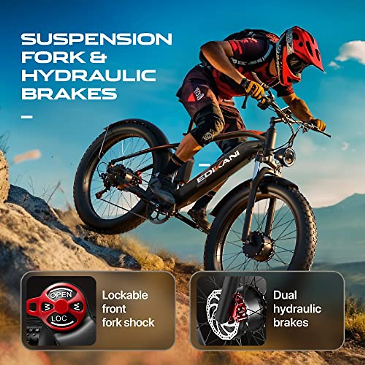 EDIKANI Electric Mountain Bike 26'' Dual Motor 1500W 48V 18A Ebike for Adult, 35mph 32 Mileage Pedal Assist 70 Miles Electric Moped, 35° Uphill Hydraulic Brake Fat Tire E Bicycles for Hilly Terrain