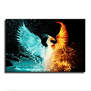 Ice and Fire Phoenix Nirvana Poster Canvas Print Wall Art Modern Bedroom Room Aesthetics Decoration Boys Women Gift Unframed and Framed (08x12inch-No Framed)