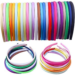 Candygirl HeadBands for Girls,DIY Satin Covered Girls Headbands,1cm Width Craft Headbands for Daily and Party(26pcs Per Pack Each Color 1pcs)
