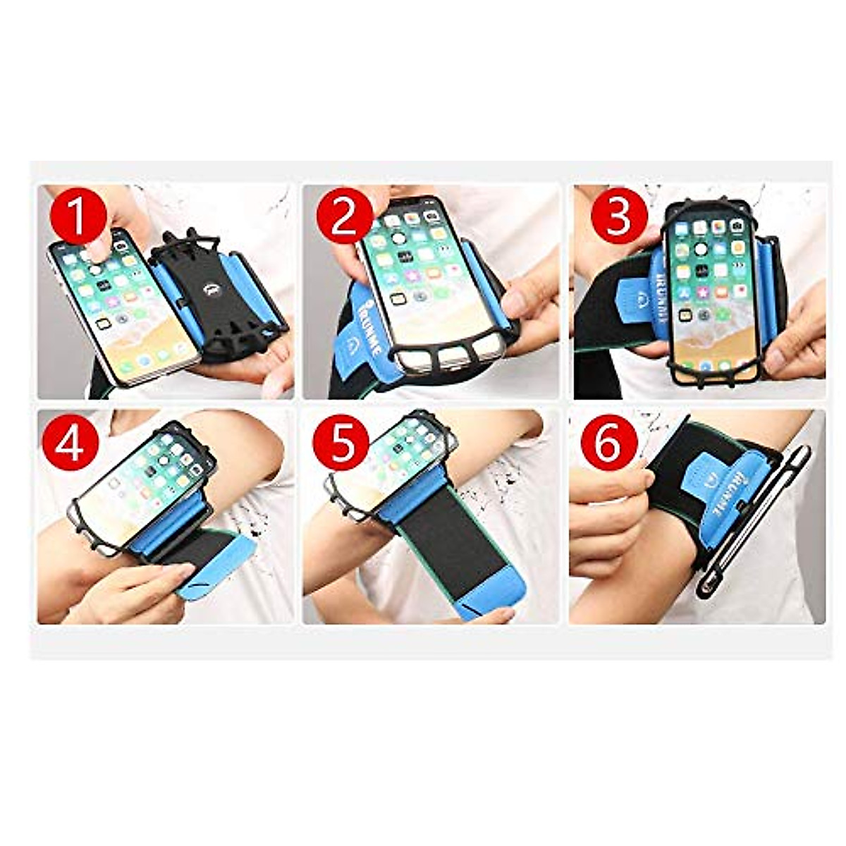 360° Rotatable Sports Running Armband Case Cell Phone Holder for iPhone 14 13 11 Pro Max 12 Mini XR SE 8 Samsung Galaxy S20 S21 S22 S23 Plus S10e Google Pixel 6a 5 6 7 Moto E BLU View, 4''-6.5'' Phone