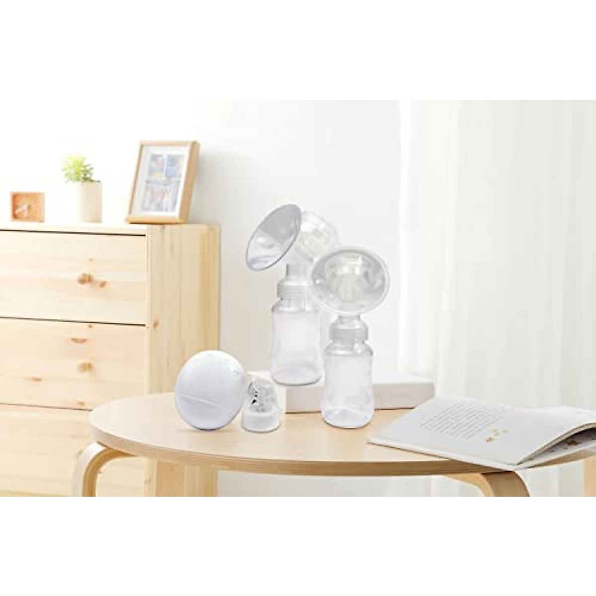 Electric Double Breast Pumps BPA-Free USB Dual Control Milk Suction and Breast Massager Baby Breastfeeding Comfortable Lightweight Postpartum Milk Pump with 150 ml Milk Storage Bottle 2 Modes 9 Speed