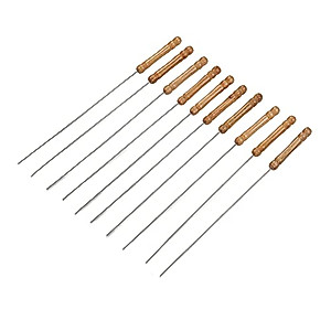 RvSky Garden kit 10pcs Barbecue Skewers Wooden Handle Stainless Steel BBQ Kabob Sticks for Outdoor Barbecue 11.8in