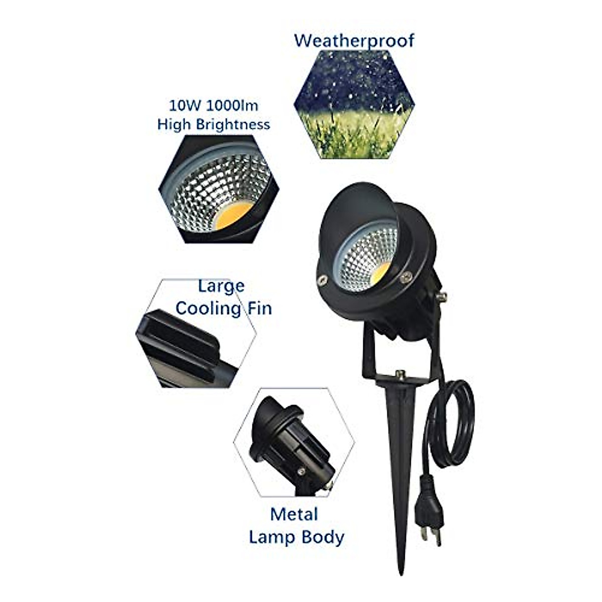 LED Outdoor Spotlight Flag Light 120V 10W Waterproof Spot Lights for Yard Flagpole House Tree Plug in Christmas Landscape Lighting (10W, Warmwhite)