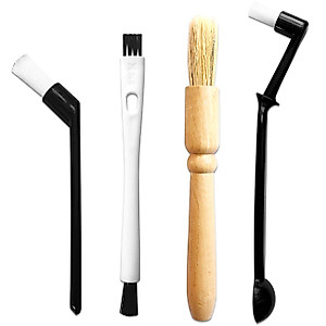 ACKLLR Coffee Grinder Cleaning Brush, Heavy Wood Handle & Natural Bristles Wood Dusting Espresso Brush and Nylon Espresso Machine Brush with Spoon for Bean Grain Barista Pasta Makers Home Kitchen