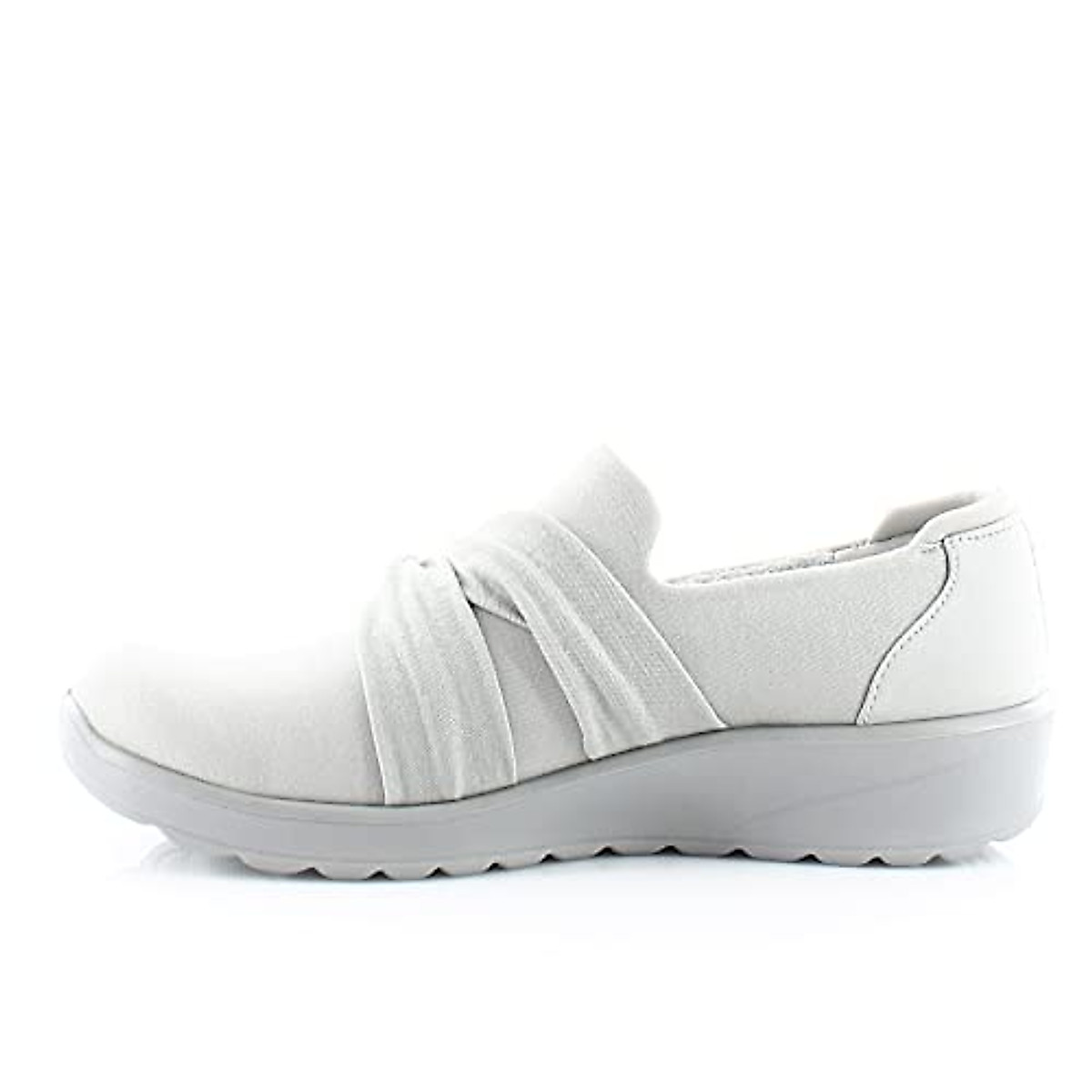 BZees Women's Glimmer Slip-Ons Loafer, Silver Smoke Shimmer, 8.5 Wide