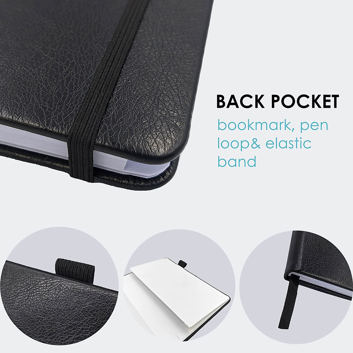 Elegant Password Book with Alphabetical Tabs - Hardcover Password Book for Internet Website Address Login - 5.2" x 7.6" Password Keeper and Organizer w/Notes Section & Back Pocket (Black)