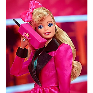 Barbie Rewind 80s Edition Career Girl Doll (11.5-in Blonde) Wearing Blazer, Houndstooth Skirt & Accessories, with Cassette Tape Doll Stand, Gift for Collectors