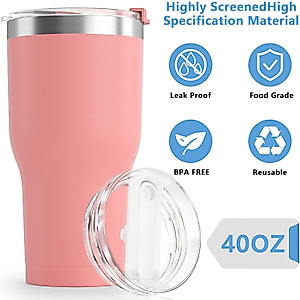 2pcs Tumbler Lid for Stanley 40oz Cup,Replacement 40 oz Tumbler Lid,2Pcs Extra Long Reusable Straws and 1Pcs Cleaning Brush (White)