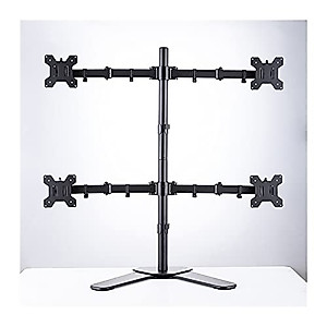 Monitor Arm Quad Four Monitor Mount Stand, Height Adjustable Free Standing 4 Screen Mount, Steel Monitor Desk Mount Bracket Fits Monitors Up to 32 Inches Monitor Mount Stand