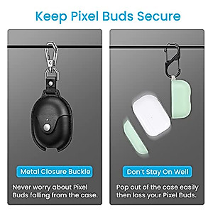 Fintie Protective Case for Google Pixel Buds Pro (2022), Premium PU Leather Slim Fit Metal Snap Closure Portable Cover Skin with Keychain, Black