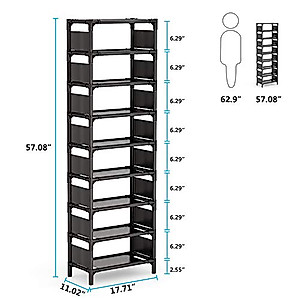 Tribesigns Vertical Shoe Rack, 9 Tiers Narrow Shoe Shelf 18 Pairs Slim Shelf for Shoes Narrow Shoe Rack for Small Space