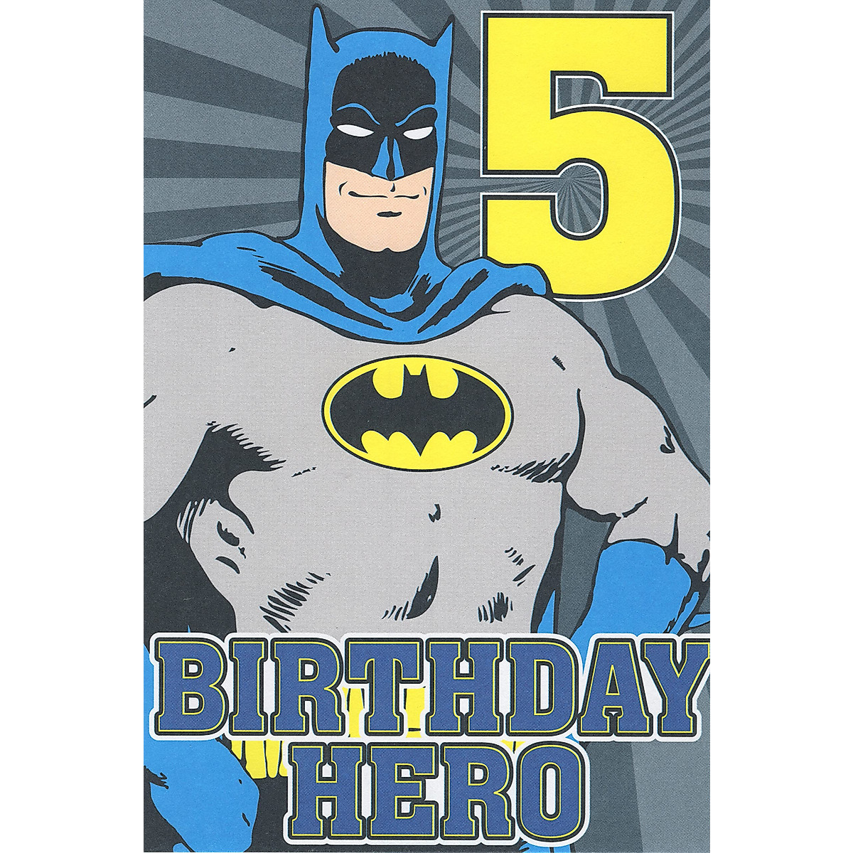 Kid Squad Batman Happy 5th Fifth Birthday Card (Age 5) - Birthday Hero - You're Five Times as Cool and Five Times as Fun - Hope Your Fifth Birthday is a SUPER AWESOME One!