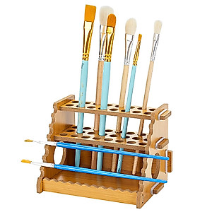 AHANDMAKER Paint Brush Holder Calligraphy Brush Holder for 40 Brushes Desk Stand Paint Brush Holder Drying Stand Paintbrushes, Makeup Cosmetic Brushes, Pencils, Pens