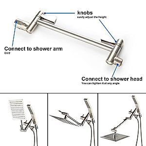POP SANITARYWARE All Metal Shower Head with Handhled Brushed Nickel, Dual 8 Inch Shower Heads Combo with Adjustable Extension Arm, Smooth 3-Way Diverter, 59" Stainless Steel Hose