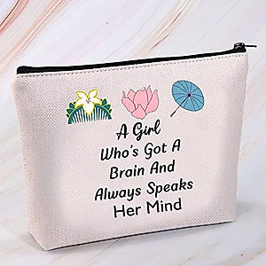 MNIGIU Inspiration Mulan Fans Gift Mulan Cosmetic Makeup Bag A Girl Whos Got a Brain and Always Speaks Her Mind (speak her mind bag)