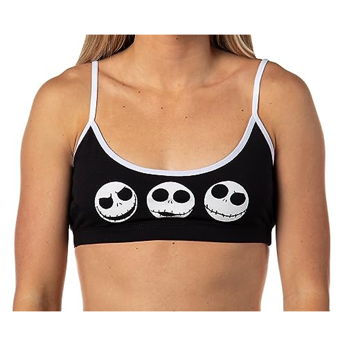 Disney Womens The Nightmare Before Christmas Jack Skellington Bralette and Short Pajama Lounge Set (X-Small) Black
