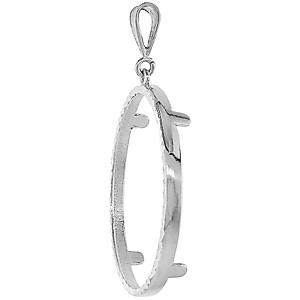 Sterling Silver Dollar Bezel 38 mm Coins Prong Back Diamond Cut Mexican Olympic One Dollar Coin NOT Included