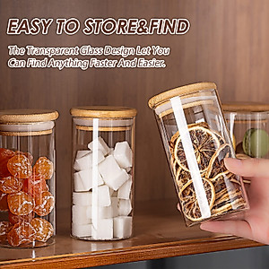 Claplante 10oz Glass Storage Jars with Bamboo Airtight Lids, Set of 15 Small Glass Canisters, Glass Food Storage Container, Airtight Pantry Organization, Kitchen Canisters Set for Kitchen Food Storage