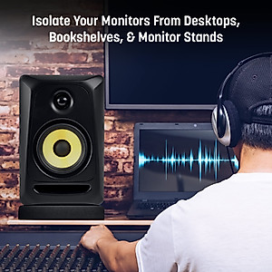 Studio Monitor Isolation Pads - Suitable for 6.5"- 8" inch Speakers - Large Speaker Isolation Pads Fit Most Desktops - High-Density Acoustic isolation Foam - Angled Speaker Foam Stand - 2 Speaker Pads