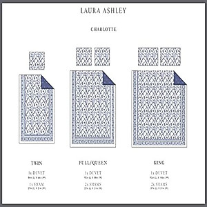 Laura Ashley - King Duvet Cover Set, Reversible Cotton Bedding with Matching Shams, Home Decor for All Seasons (Charlotte Blue, King)