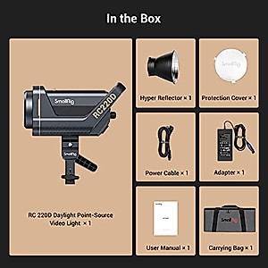 SmallRig RC 220D 220W LED Video Light 98700 LUX @3.3ft 5600K Continuous Output Light with CRI 95+, TLCI 96+, w/Bowens Mount, Manual and App Control Remotely Professional Studio Spotlight- 3472