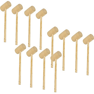 Southern Homewares Wooden Crab Mallet Seafood Lobster Shellfish Cracker Hardwood Hammer Set of 12