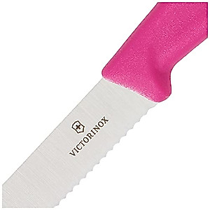 Victorinox 4.5 Inch Utility Knife Set | Razor Sharp Serrated Edge, Ergonomic Fibrox Pro Handle, Four (4) Pack, Multi Colored