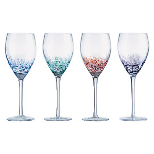 Anton Studio Designs - Speckle Wine Glass Multicoloured - Set of 4-350ml Capacity Per Glass - Coloured Wine Glasses…