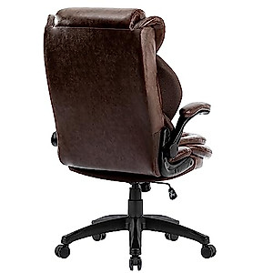 YI DANICA High Back Big & Tall 400lb Office Chair - Heavy Duty Base, Adjustable Tilt Angle Large Bonded Leather Ergonomic Executive Desk Computer Swivel Chair