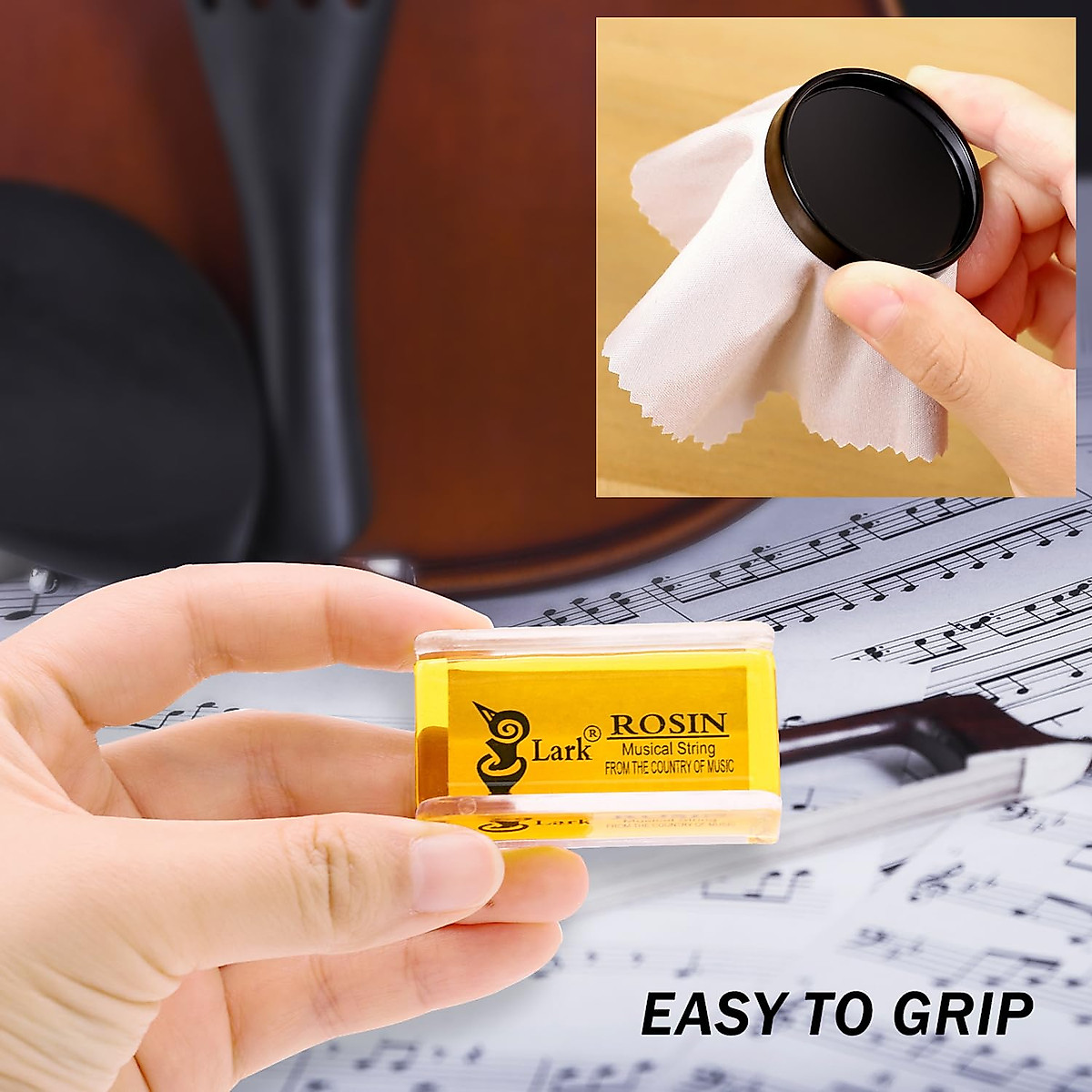 Fansjoy Violin Rosin 2 Pack, Natural Rosin with Case, Light Low Dust Rosin for Violin Viola and Cello Bows