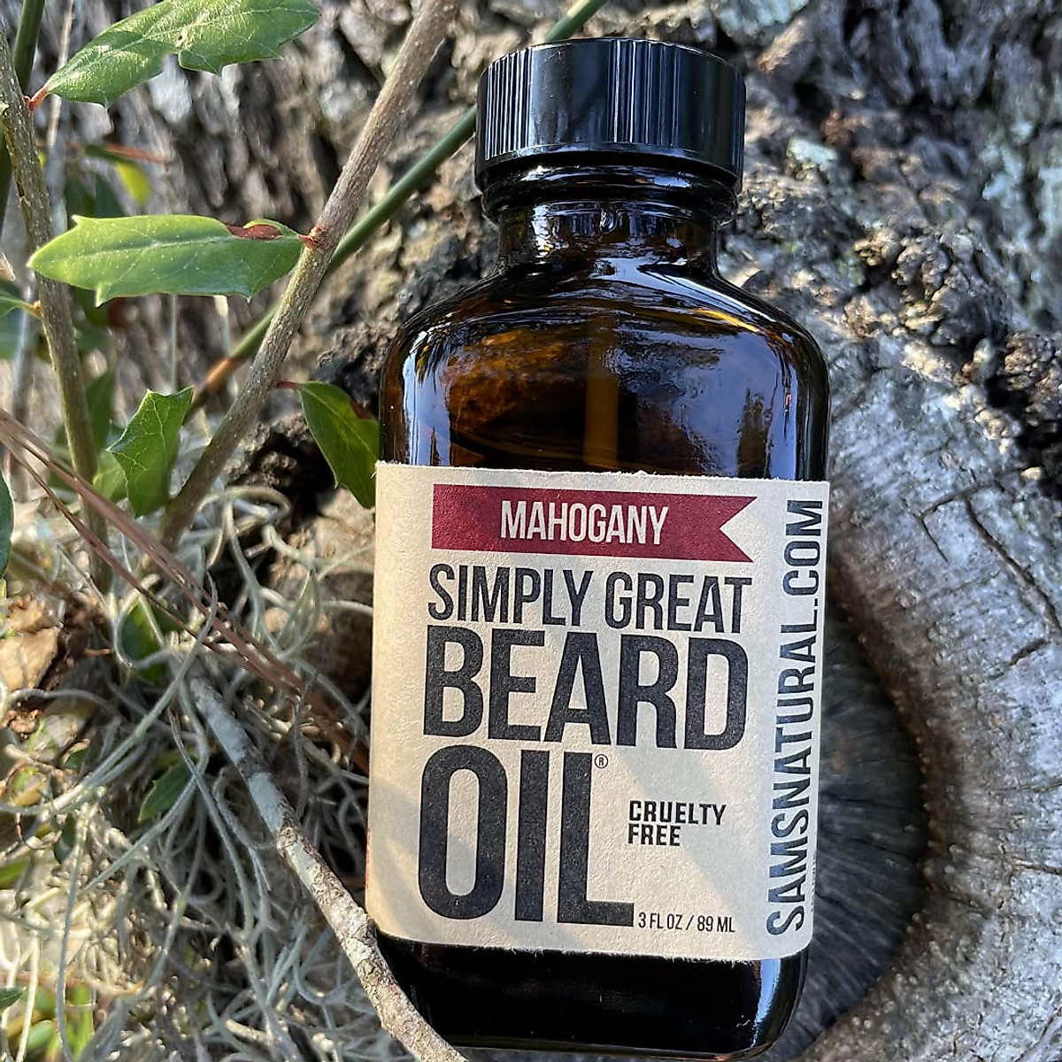 Simply Great Beard Oil - MAHOGANY Scented - Holiday Gifts - Stocking Stuffers - Beard Conditioner - 3 Oz - Easy Applicator - Natural - Vegan and Cruelty Free - Gifts for Men with Beards