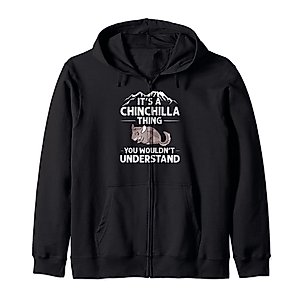Chinchilla Animals Funny Pet Cute Rodent Cage Wheel Zip Hoodie