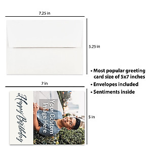 Simply Uncaged Christian Gifts Personalized Happy Birthday Card Custom Your Photo Image Upload Your Text Greeting Card (Single Card)