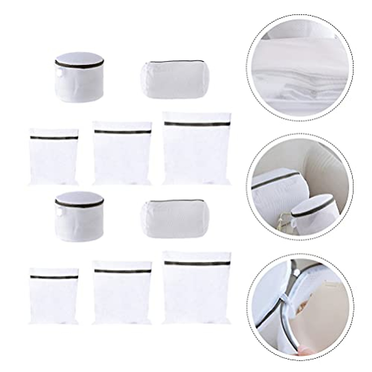 WINOMO 10pcs Laundry Bags Kit Mesh Wash Bag Bra Lingerie Mesh Wash Bag Clothing Washing Bag White