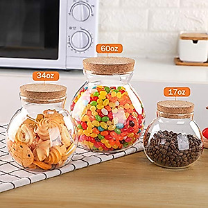ONEISALL Glass Jar Storage Containers, 60 oz Easter Candy Jar Kitchen Canisters, Airtight Cookie Jar with Cork Lid, Perfect for Candy, Canning, Cereal, Sugar, Beans, Spice, Coffee