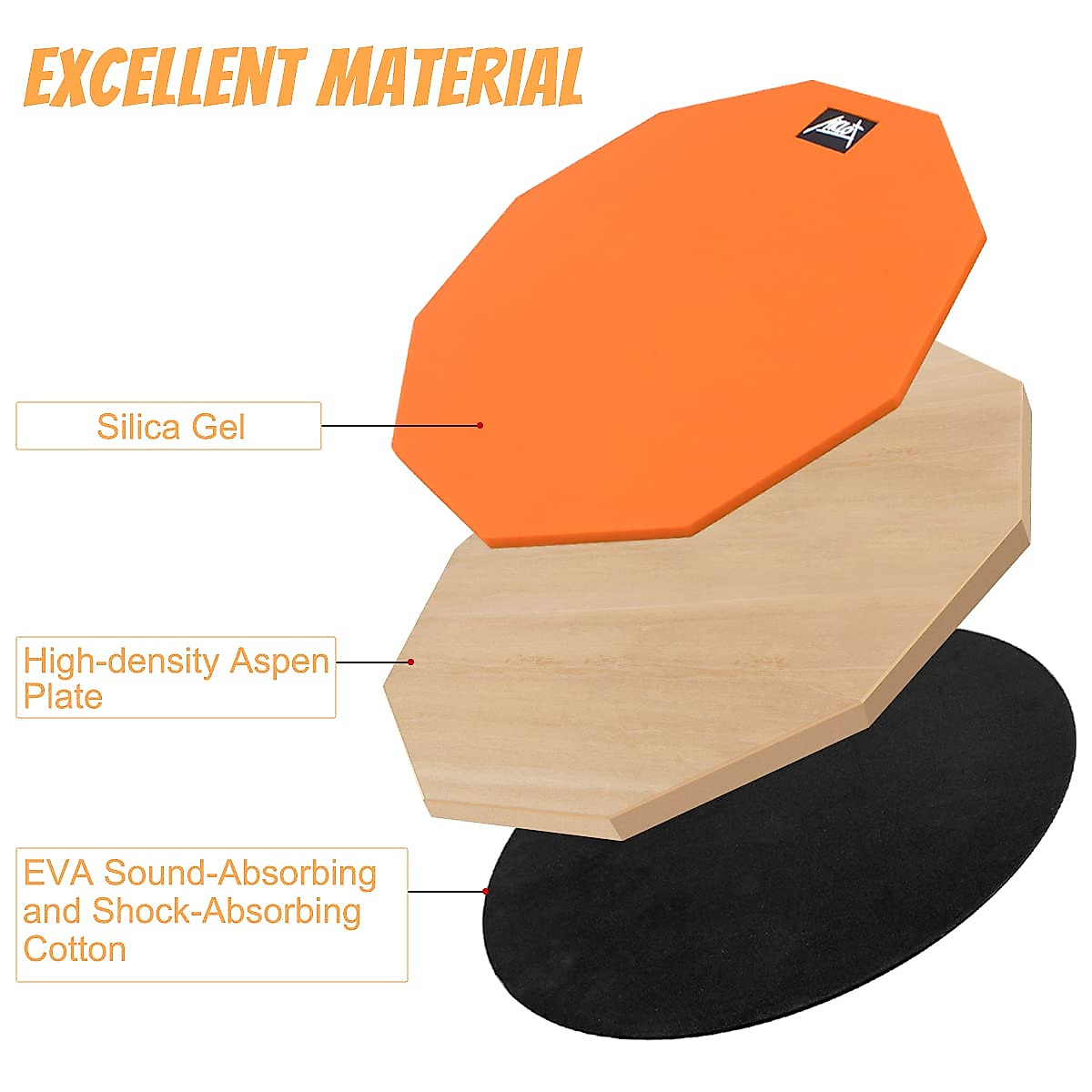 AKLOT Practice Pad Set 12" Silica gel Pads Drum for Adult Kids with Snare Drum Stand,Double Sided,Drumsticks,Bag