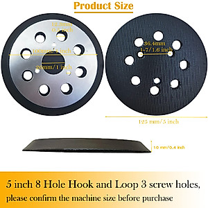2 Pack 5 Inch 8-Hole Metal Replacement Sander Pads for Dewalt Sander - 5" Hook and Loop Sanding Pads for DeWalt DW420 DW421 DW422 DW423 DW426 D26451 Random Orbital Sander (2 Pack)