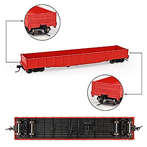Evemodel C8743R 3pcs HO Scale 1:87 53ft Open Gondola Car Red Wagon Railway Transporter Model Train Container Carriage Freight Car