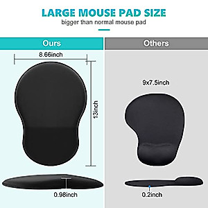 MOLMO Mouse Pad Wrist Support, Ergonomic Mouse Pad with Wrist Rest, Pain Relief Mousepad with Non-Slip Rubber Base, Comfortable Memory Foam Mouse Mat for Office &Home (Black)